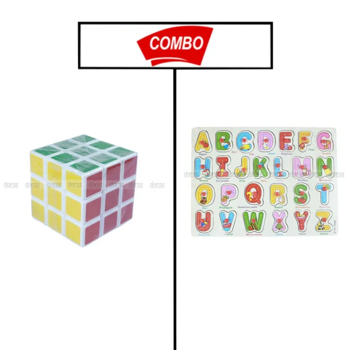 RUBIX CUBE & CHARACTER LETTER BOARD COMBO PACK FOR KIDS | Daraz.com.bd