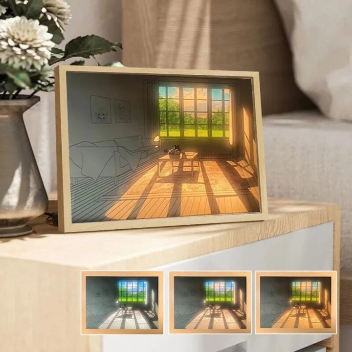 Decorative Light Painting Wooden Frame USB Led Photo Frames Luminous ...