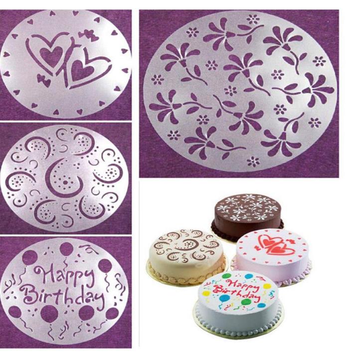 【happy one】4Pc/lot DIY Fondant Template Plastic Cake Stencils Spray ...