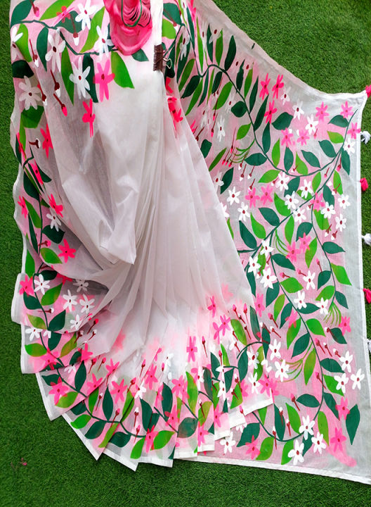 Eid Special Multicolor 12 Hand Half Silk Hand Print Saree For Women ...