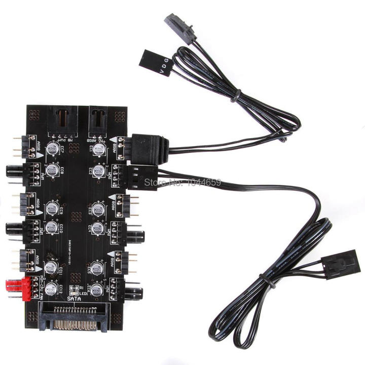 IDE/SATA 1 To 6 Way PWM /ARGB Device Expander Speed Controller 4-Pin ...