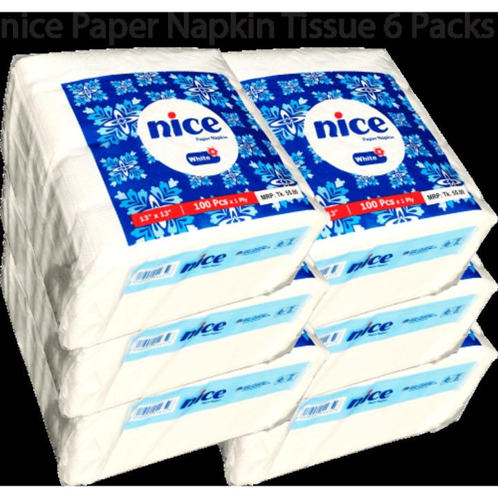 (FS) 6 Packs nice Paper Napkin Tissue (100 Pcs x 1 Ply/Pack), S2 ...