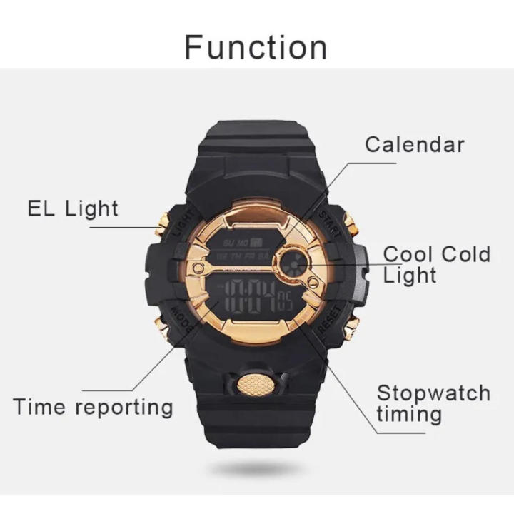 KC Korean Macaron Digital Shock Resistant Water Resist Pink Gold Dial ...