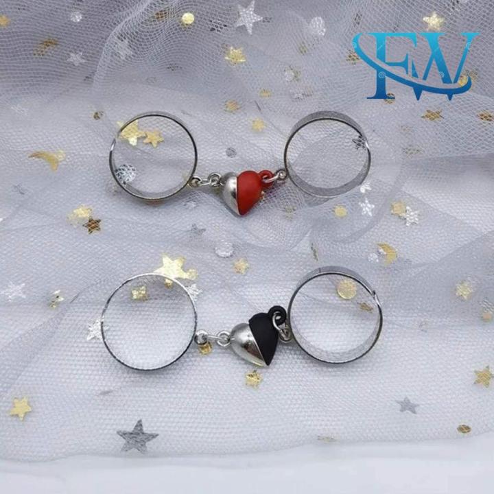 Indispensable -2Pcs/Set Heart Magnet Couple Rings Attract Lovers Friend ...