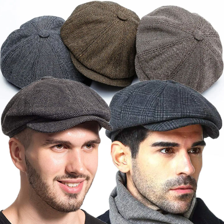 Hat Men Beret Cabbie Driving Hunting Caps Vintage Tweed Peaky Blinders ...