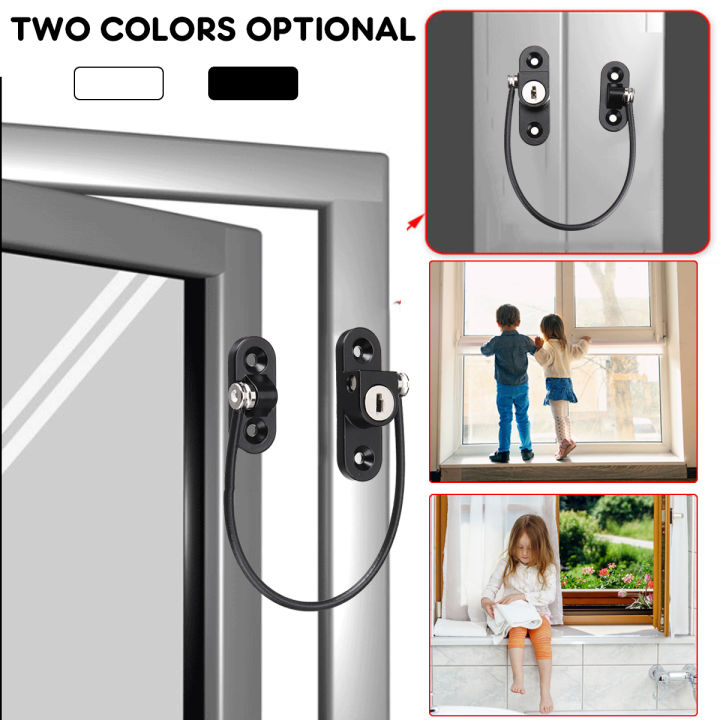 Window Door Restrictor Child Safety Security Locking Cable Lock Catch ...