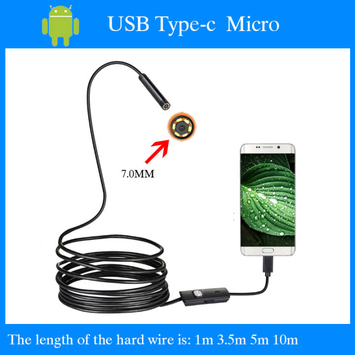 Type C Android USB Endoscope Camera 7.0mm hardline PC Android Phone ...