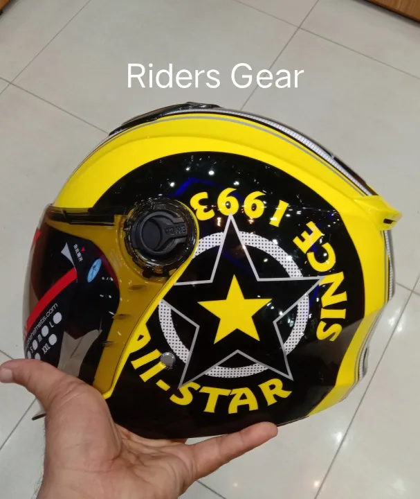 Yohe 877 Black And Yellow Graphics Halfface Helmet For Riding Bike ...