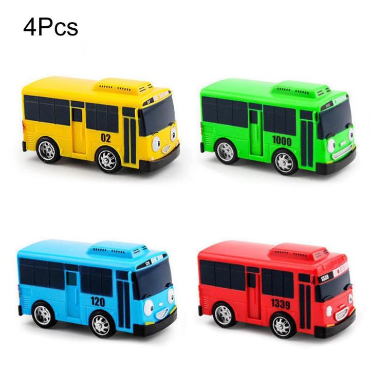 4 PCS/Pack Cartoon Mini TAYO Bus Taxi Back Children\'s Educational Toys ...