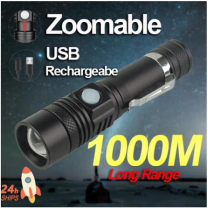 Torch light for Long Shot Zoomable Powerful usb rechargeable Waterproof ...