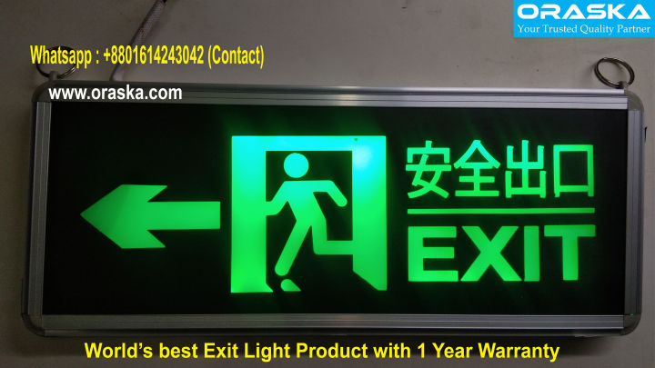 ORASKA 36V Emergency LED Exit sign 18 by 9 inch Large Size Light Man ...