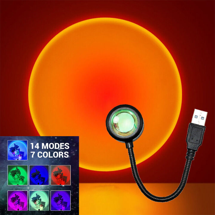 USB Sunset Lamp LED Rainbow Night Light Projector – Photography & Room ...