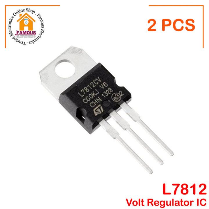 2Pcs- A Class LM7812 L7812CV L7812 7812 12V 1.5A Voltage Regulator IC 3 Pin TO-220 Package Fixed ...