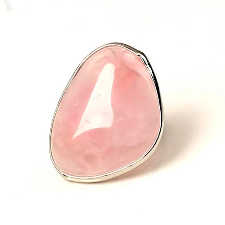 KFT Natural Rose Pink Quartz Stone Rings Healing Crystal Quartz Reiki ...