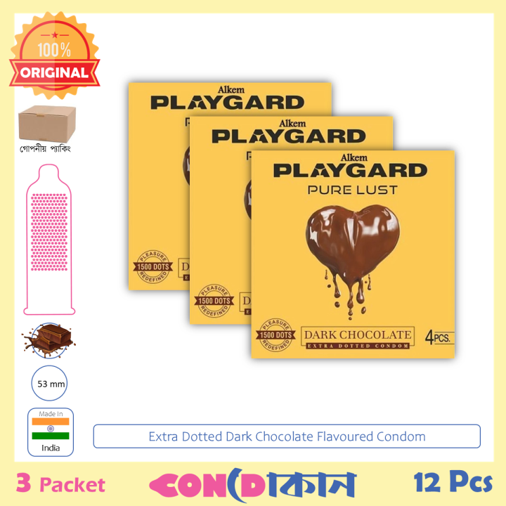 Playgard Pure Lust Dark Chocolate Flavoure Extra Dotted Condom 3 pack ...