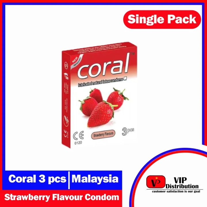 Coral - Strawberry Extra Performance Condom - Single Pack - 3x1=3pcs ...