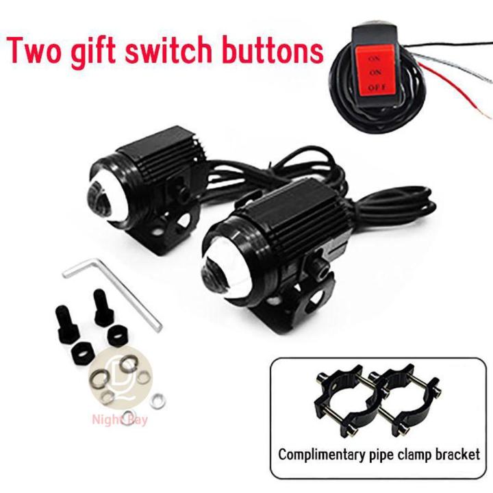 Motorcycle LED headlight lens bi-color ATV scooter driving laser light ...