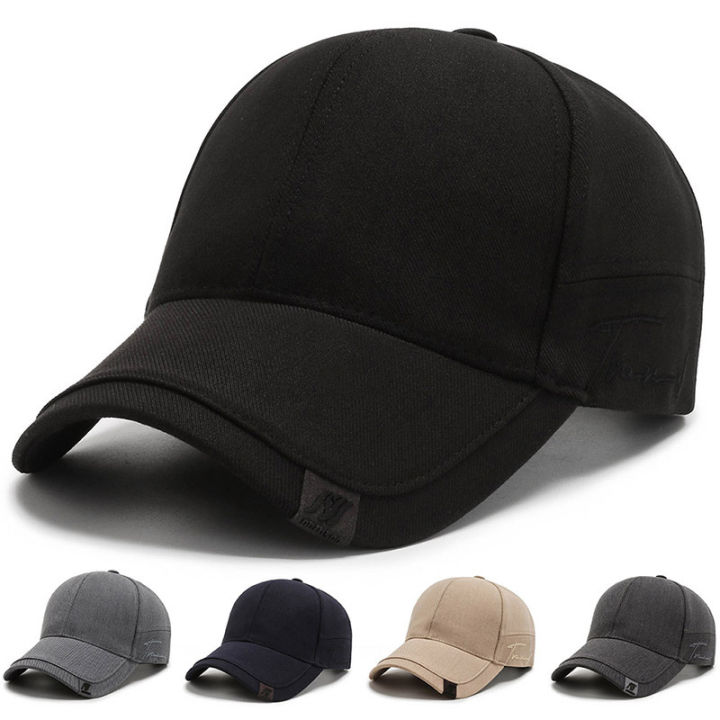 Short Brim Baseball Hat For Men Solid Color Duck Tongue Cap Cotton ...