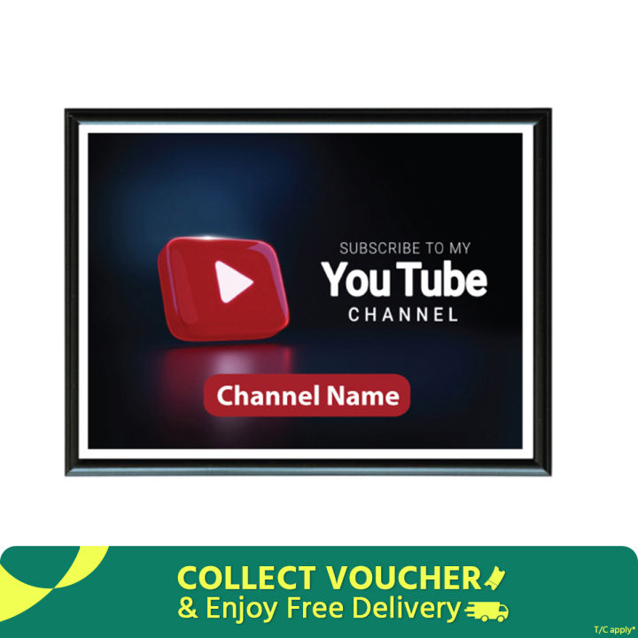 Customise subscribe your youtube channel name with glass and frame ...