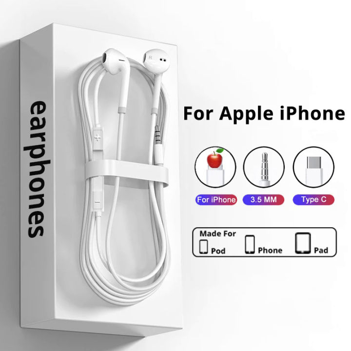 Original wired headphones for Apple iPhone 14 12 11 13 Pro Max mini 14 ...