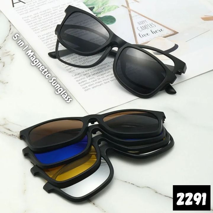 New 5 in 1 Magnetic Clip Polarized UV Protection Sunglasses Men ...