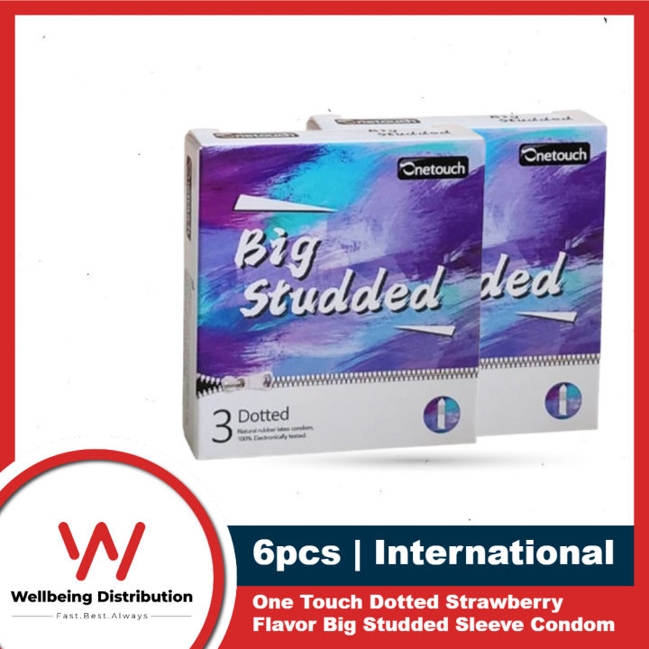 Onetouch Dotted Strawberry Flavor Big Studded Sleeve Condom for Men | 2 Combo Pack - 3x2=6pcs ...