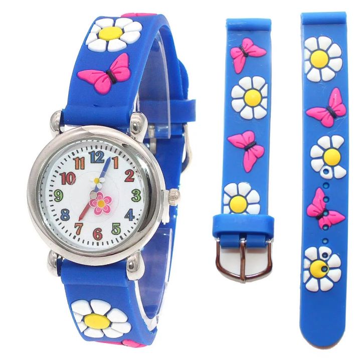 【Lejia】3D Cartoon Beautiful Children's Blue Child kids Wristwatch A24 ...