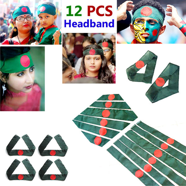 Premium 12 PCS Bangladesh National Flag Headbands Direct Factory Supply ...