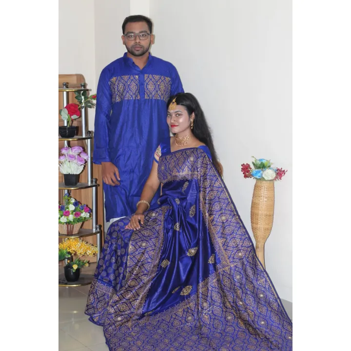 Tangaile Mosline Half Silk Couple Package | Daraz.com.bd