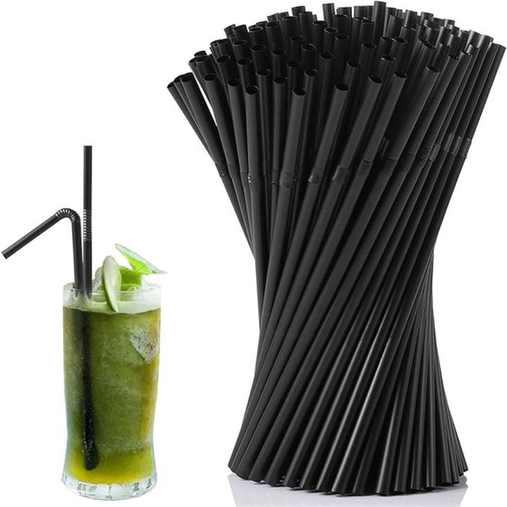 Straws Flexible juice Pipe - 100pcs Black | Daraz.com.bd