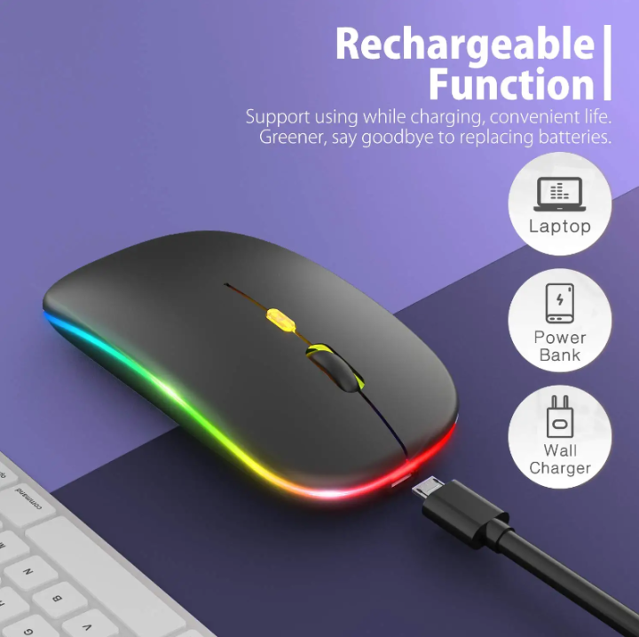Rechargeable Wireless Bluetooth Rgb Ultra-Thin Mouse - Stylish Rgb ...