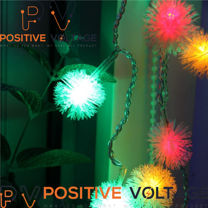 Ball LED String Fairy Light Garland Furry Snow Ball Edelweiss Christmas ...