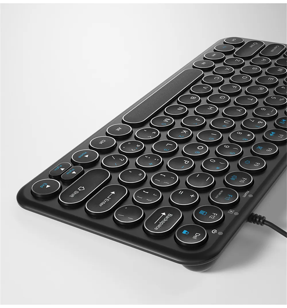 Mini Wired Silent Keyboard Round Button Ergonomics Gaming Keyboard For ...