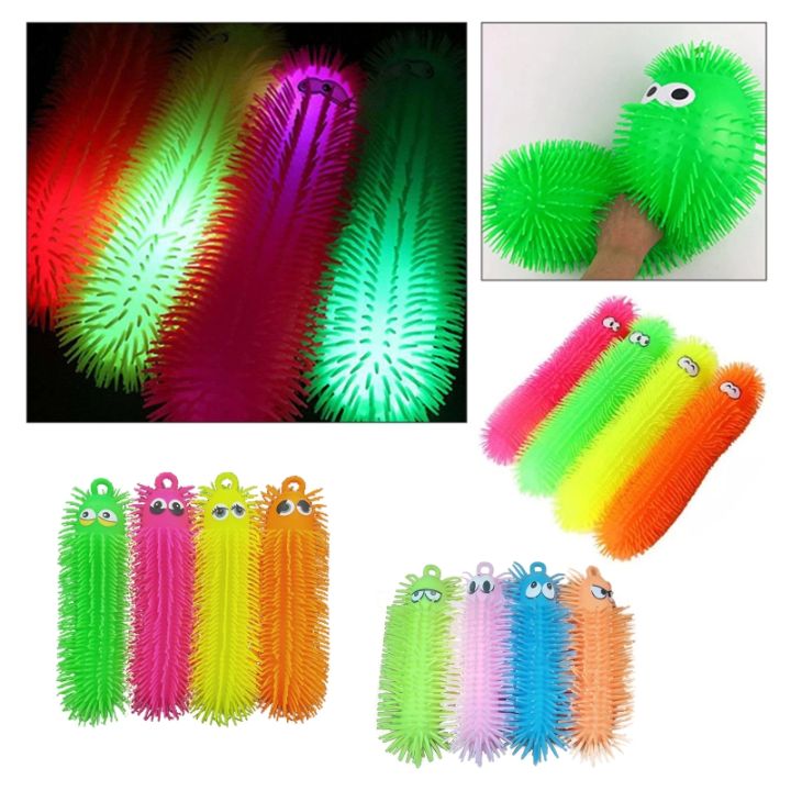 Kids Novelty Flashing Glowing Stuff Caterpillars Toys Morph Squishy ...