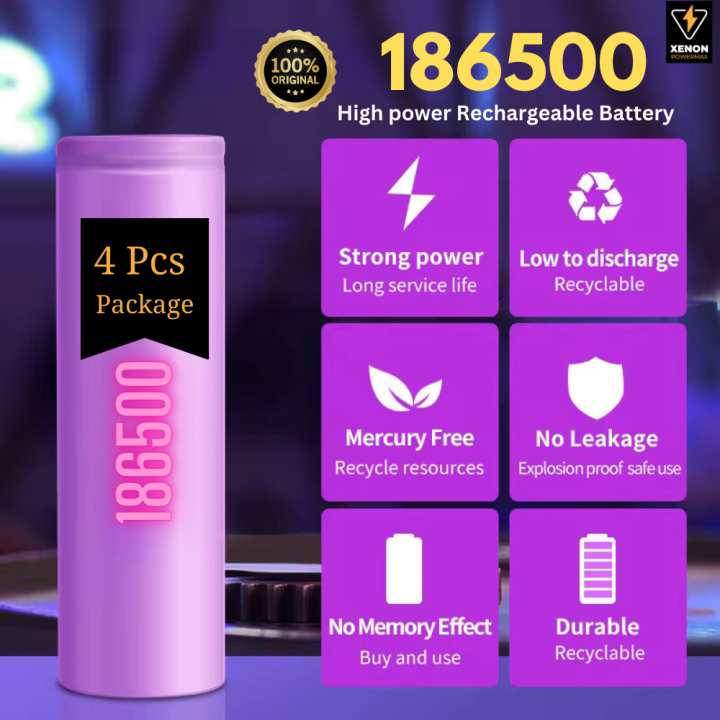 18650 3.7V Lithium Rechargeable Battery - 4pcs Package | Best Quality ...