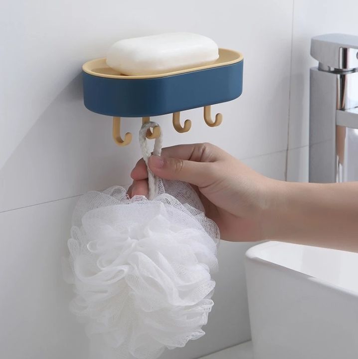 Creative Wall Mounted Soap Holder Box With Hook Door Soap Dish For ...
