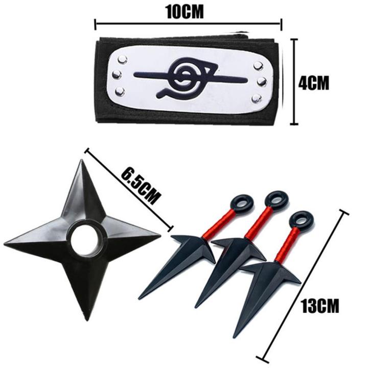 Anime Naruto Cosplay Accessories Set Kunai Shuriken Headband Ring ...