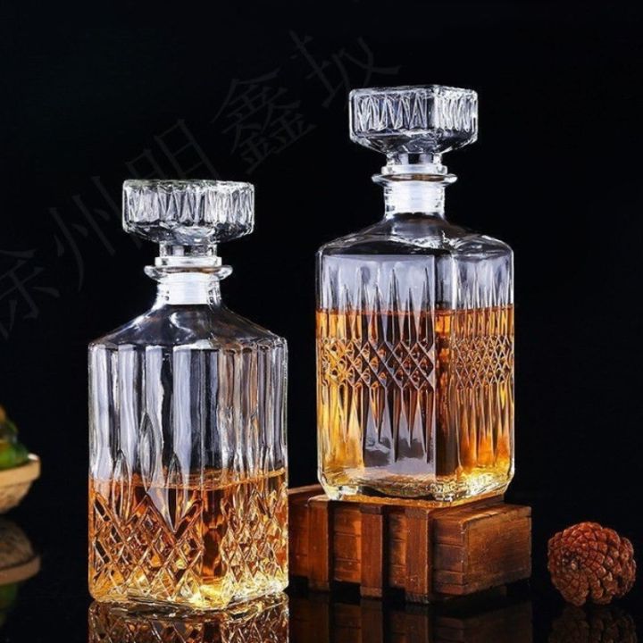Creative Transparent Luxury Lead Free Square Glass Bottle Whiskey ...