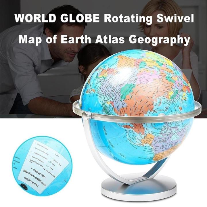 360° Rotating 14CM Earth Globe World Map With Stand Geography Education ...