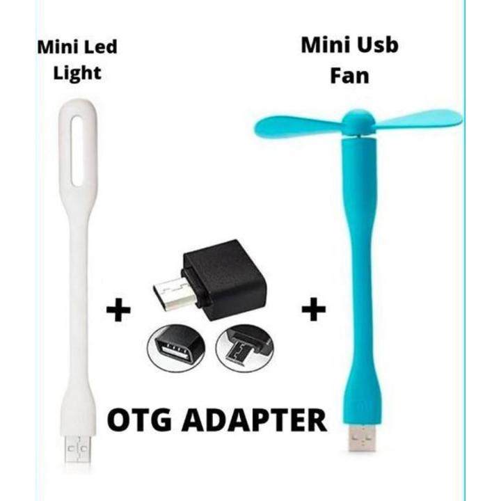 Usb fan + led light + otg type c combo- Any colors for mobile, laptop ...