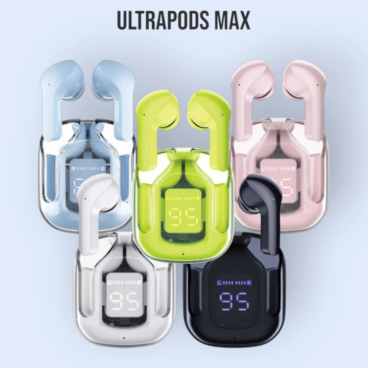 Ultrapods Pro Max True Wireless Earbuds with Display Transparent Design ...