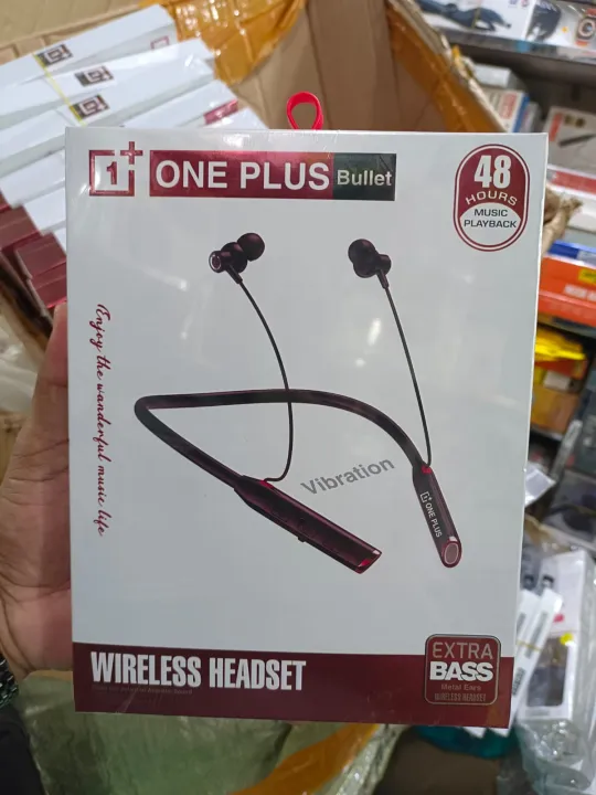 One Plus Bullet Wireless Headset Bluetooth Neckband 48+ Hours Playback ...