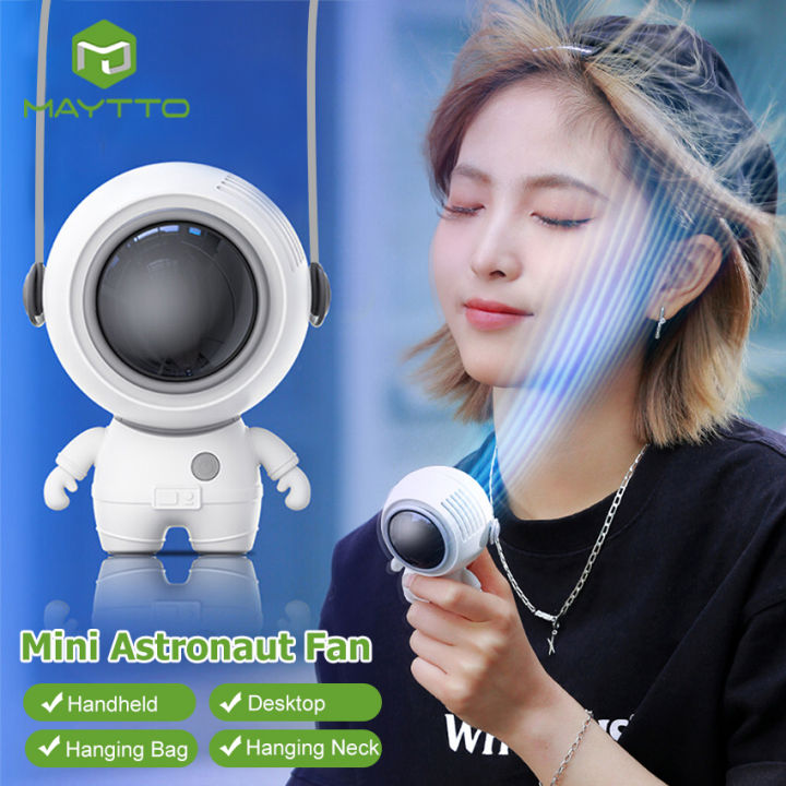 MAYTTO Mini Handheld rechargeable Fan Portable Astronaut Fan Necklace ...