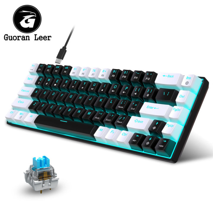 V800 Mechanical Gaming Keyboard LED Backlit Compact 68 Keys Mini Wired ...