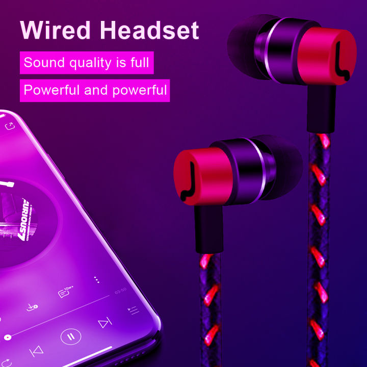 EDran~ MP3 In-Ear Wiring Headphones Pattern Braided Line Subwoofer ...
