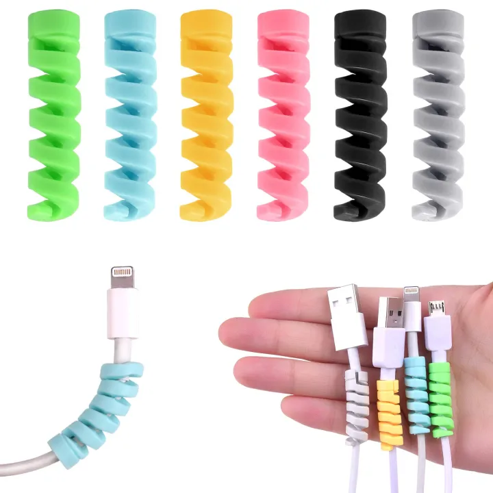 6 pcs Cable Protector USB Charger Cable Saver Spiral Spring-Shaped Wire ...