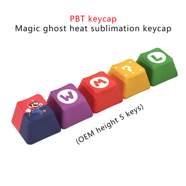 5pcs/Set Pbt Color Super Mario Keycap Personalized Supplement ...
