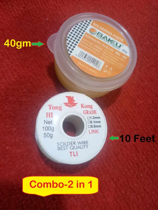 Soldering Tools Kit Combo Package (10 Feet soldering wire 0.8mm + 40gm ...