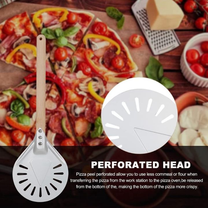 7 Inch Aluminum Perforated Pizza Peel Metal Round Pizza Paddle Non Slip ...
