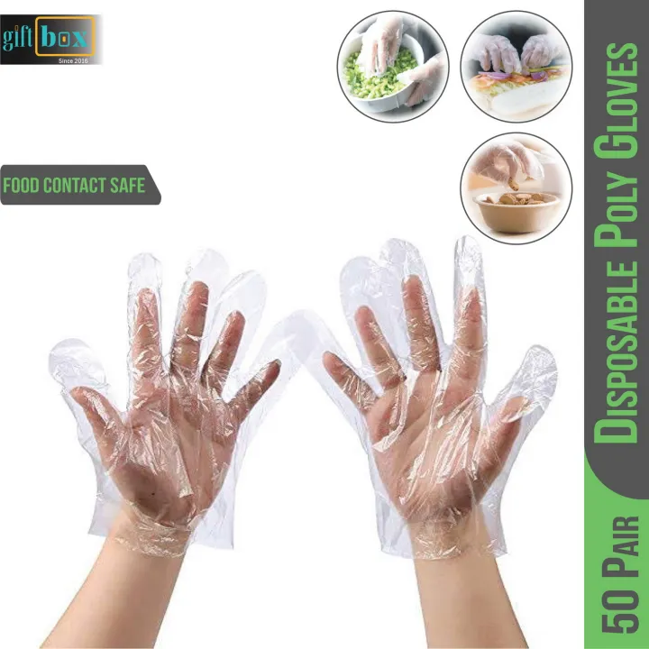 50 Pair Poly Hand Gloves | Daraz.com.bd